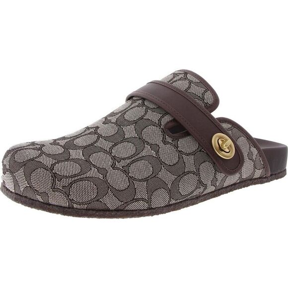 Coach | Shoes | Coach Mens C321 Brown Monogram Faux Leather Clogs New ...